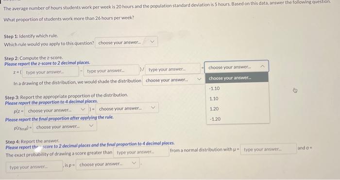 Solved The average number of hours students work per week is | Chegg.com