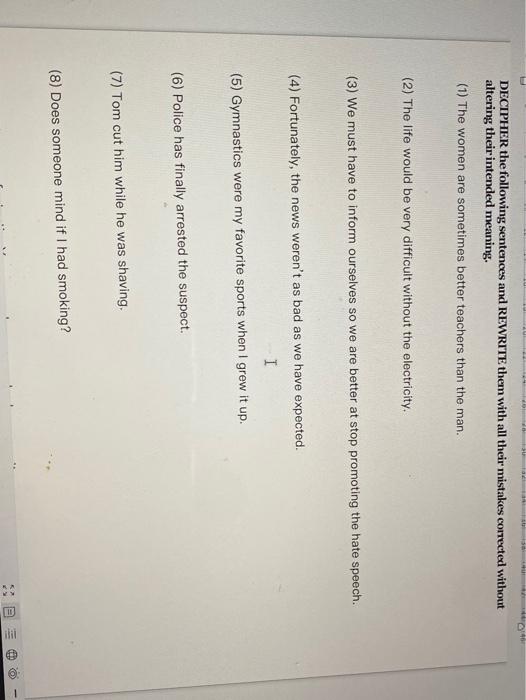 DECIPHER the following sentences and REWRITE them | Chegg.com