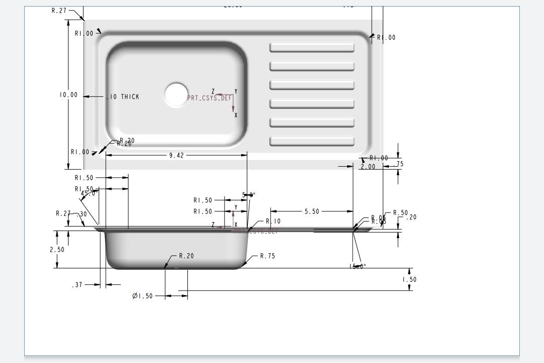 Solved Kitchen sink (metal plate) formed by the process of | Chegg.com