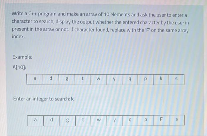 Solved Write a C++ program and make an array of 10 elements | Chegg.com