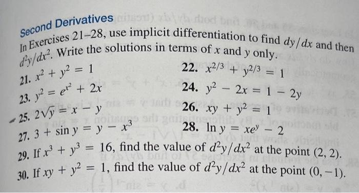 Solved In Exercises 21-28, use implicit differentiation to | Chegg.com