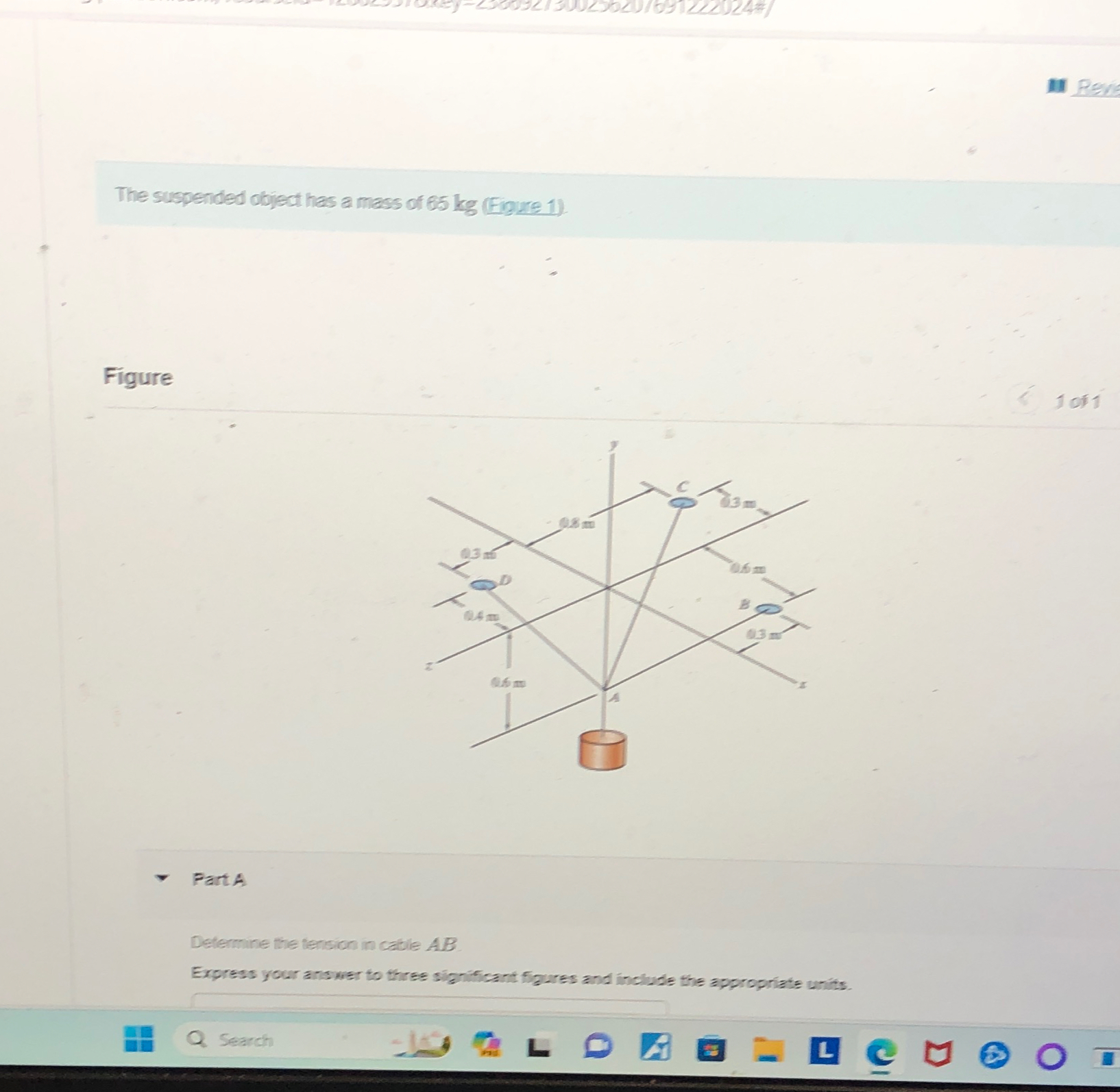 Solved The suspended object has a mass of 65kg (Figure | Chegg.com