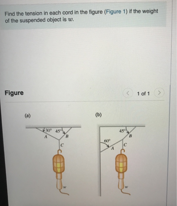 Solved Find the tension in each cord in the figure (Figure | Chegg.com