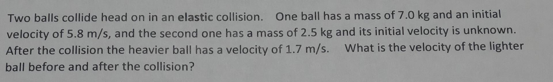 Solved Two balls collide head on in an elastic collision. | Chegg.com