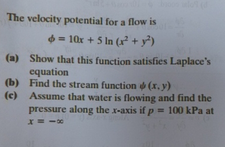 Solved The velocity potential for a flow | Chegg.com