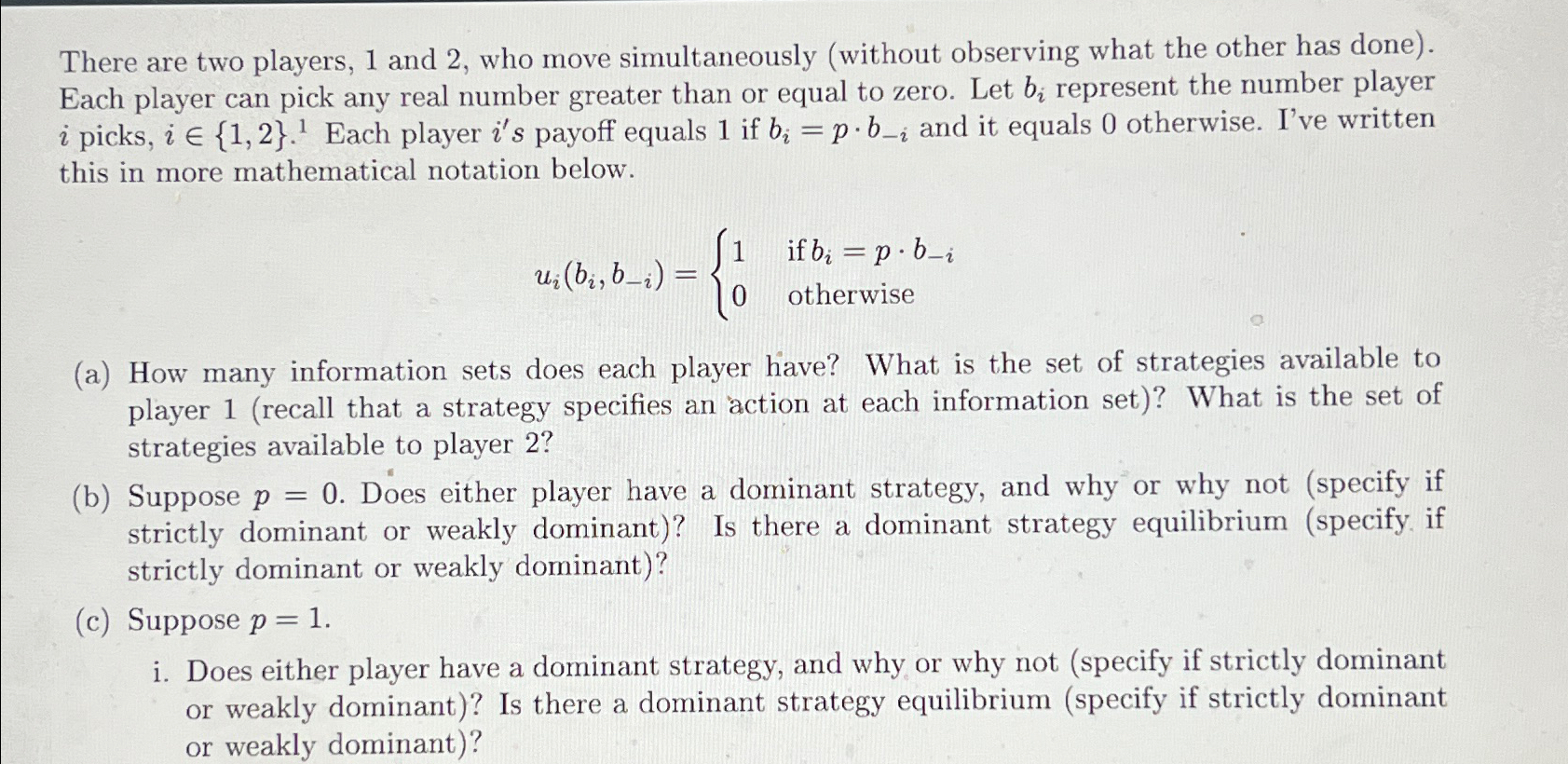 Solved There are two players, 1 ﻿and 2, ﻿who move | Chegg.com