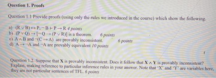 Solved Question 1. Proofs Question 1.1 Provide proofs (using | Chegg.com