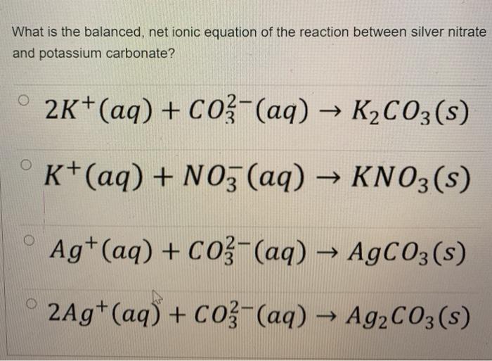 Solved What is the balanced, net ionic equation of the | Chegg.com