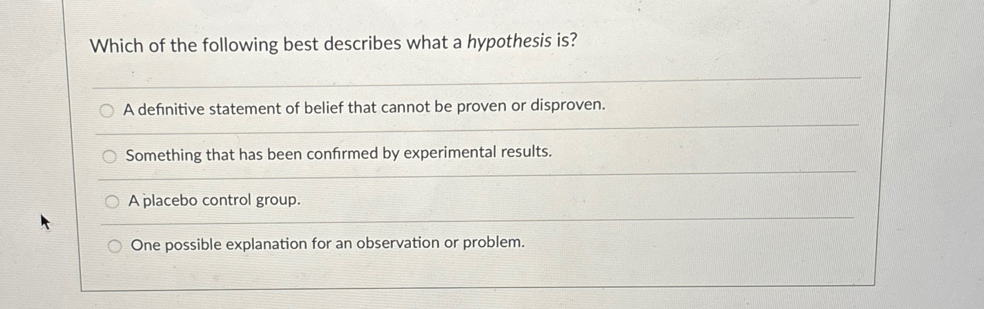 Solved Which of the following best describes what a | Chegg.com