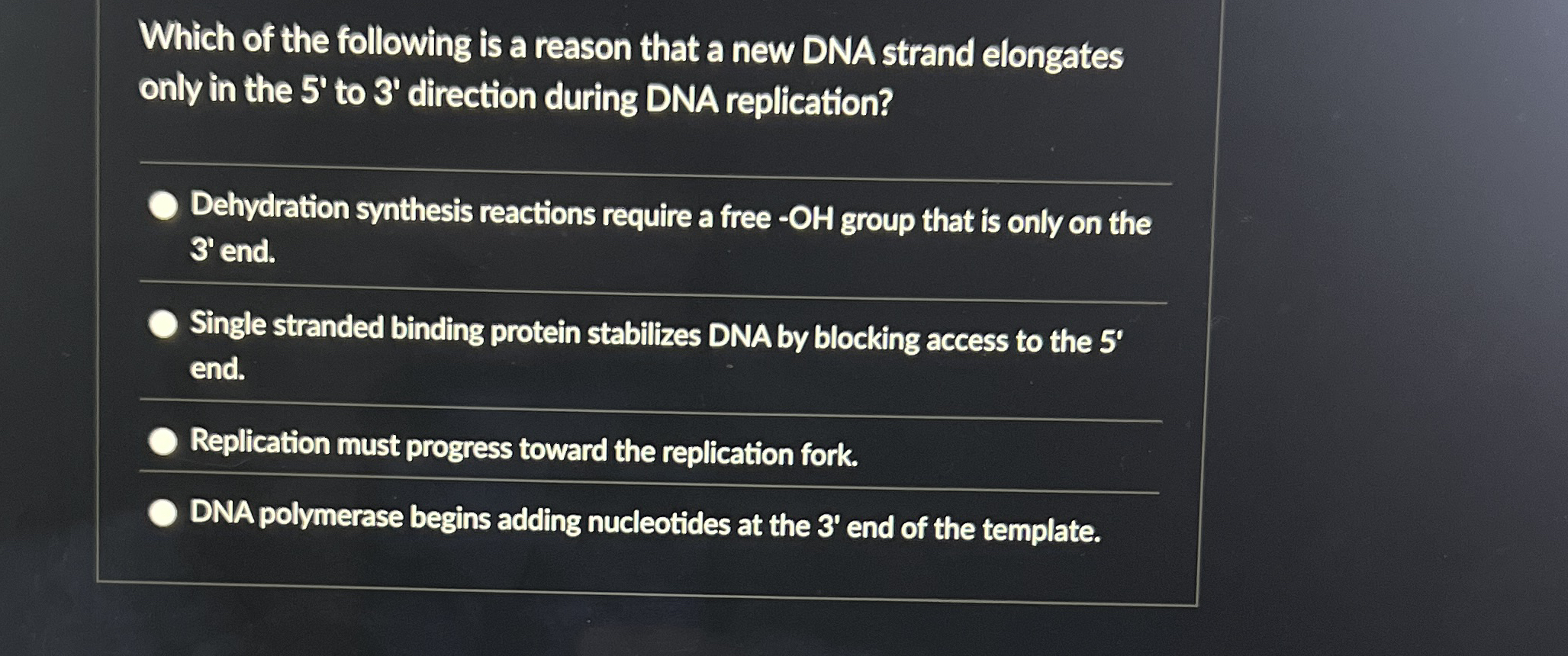 Solved Which of the following is a reason that a new DNA | Chegg.com