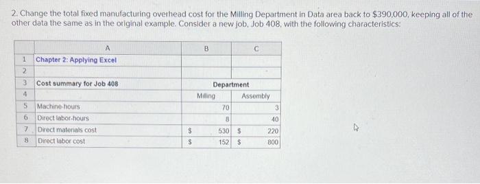 Solved 2. Change the total fixed manufacturing overhead cost | Chegg.com