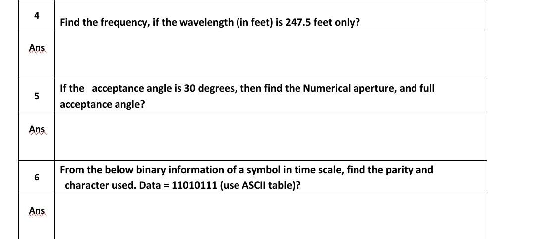 Solved \begin{tabular}{|c|l|} \hline 4 & Find the frequency, | Chegg.com
