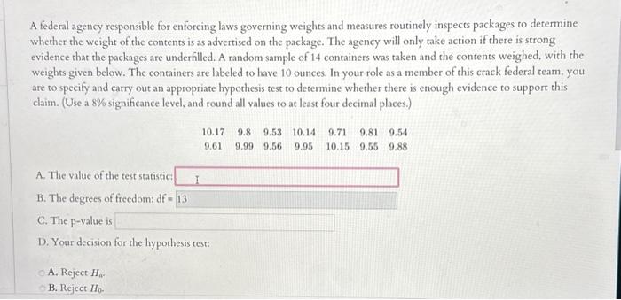 Solved A federal agency responsible for enforcing laws | Chegg.com