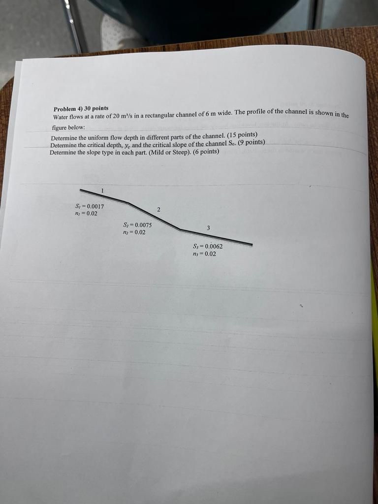 Solved Problem 4) 30 ﻿pointsWater flows at a rate of 20m3s | Chegg.com