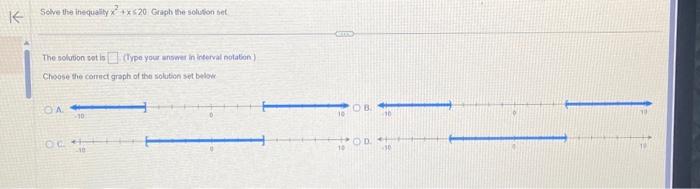 Solved Solve the inequality x +x≤20. Graph the solution set | Chegg.com