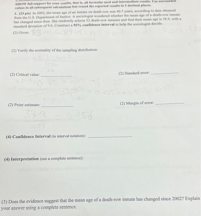 Solved SHOW full support for your results, that is, all | Chegg.com