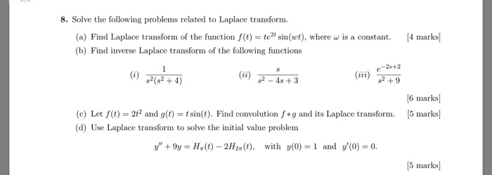 Solved 8. Solve the following problems related to Laplace | Chegg.com