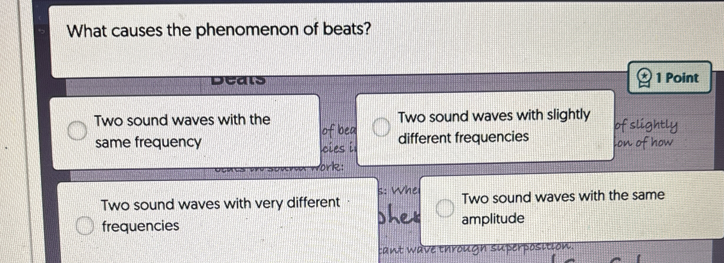 Solved What causes the phenomenon of beats?1 ﻿PointTwo sound | Chegg.com