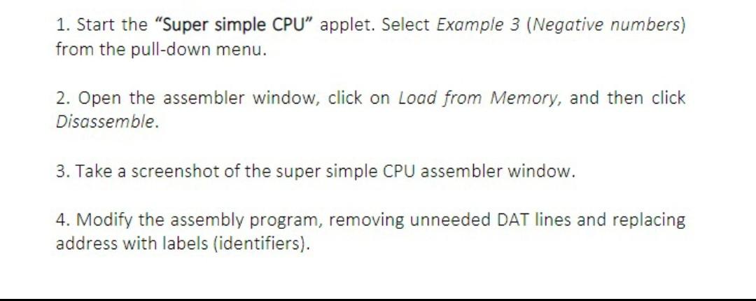 1. Start the "Super simple CPU" applet. Select | Chegg.com