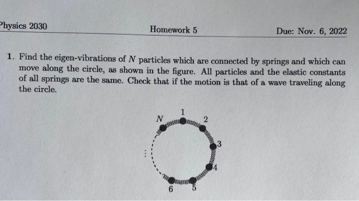 Solved 1. Find the eigen-vibrations of N particles which are | Chegg.com