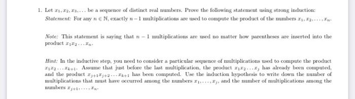 Solved 1. Let x1,x2,x1….. be a sequence of distinct real | Chegg.com