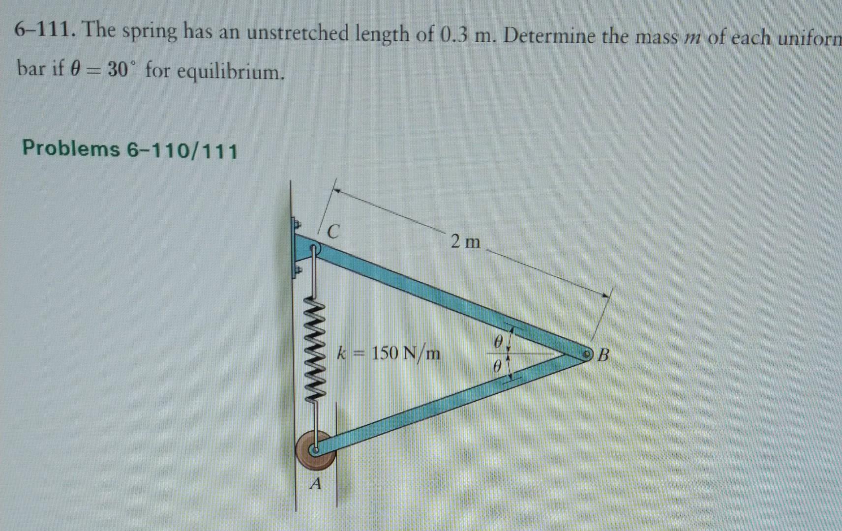 Solved 6-111. The spring has an unstretched length of 0.3 m. | Chegg.com