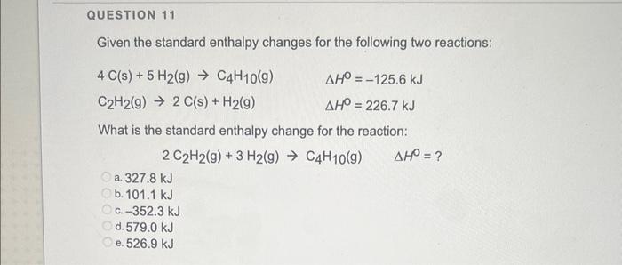 Solved Given the standard enthalpy changes for the following | Chegg.com