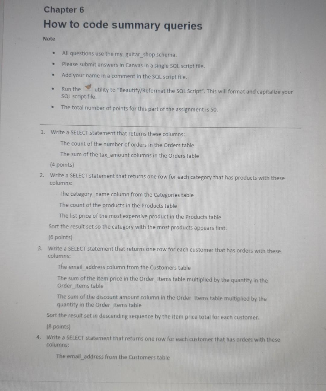 Solved Chapter 6 How to code summary queries Note . All | Chegg.com