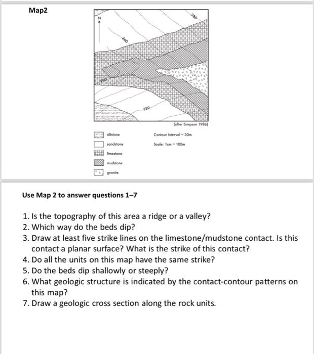 Solved Map2 siltstone sandstone limestone mudstone granite | Chegg.com