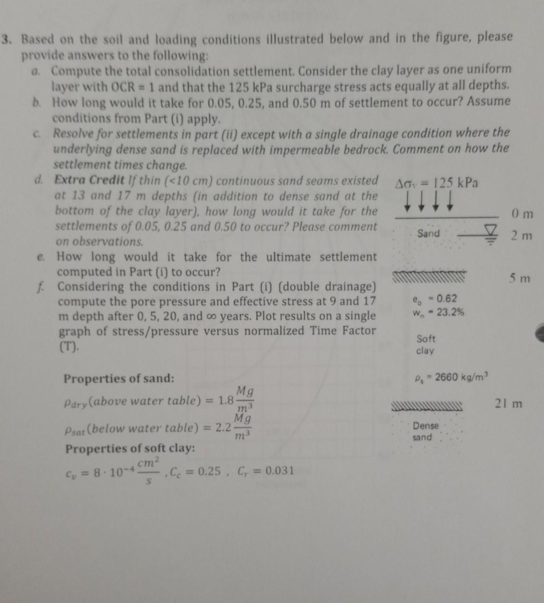 Solved 3. Based on the soil and loading conditions | Chegg.com
