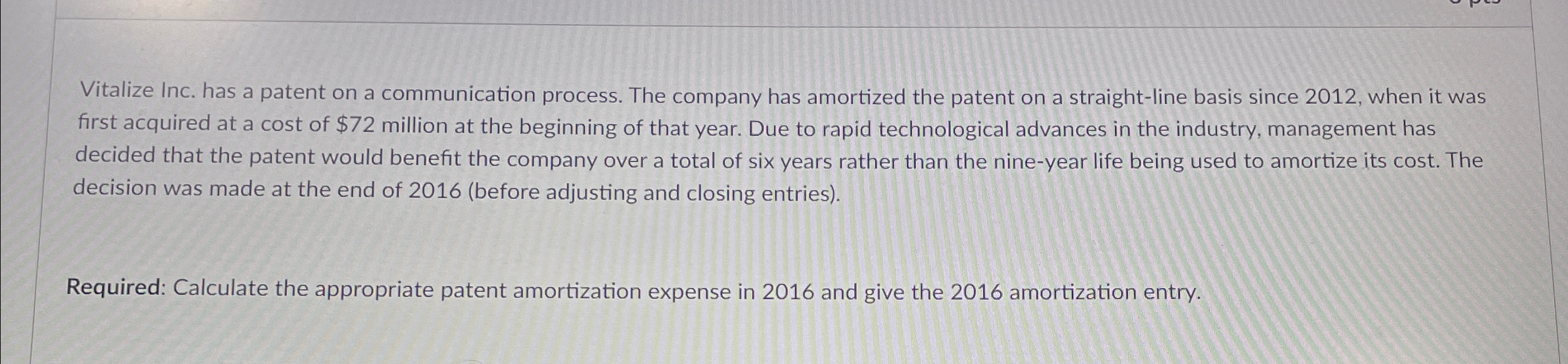 Solved Vitalize Inc. has a patent on a communication | Chegg.com