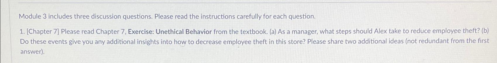 Solved Module 3 ﻿includes three discussion questions. Please | Chegg.com