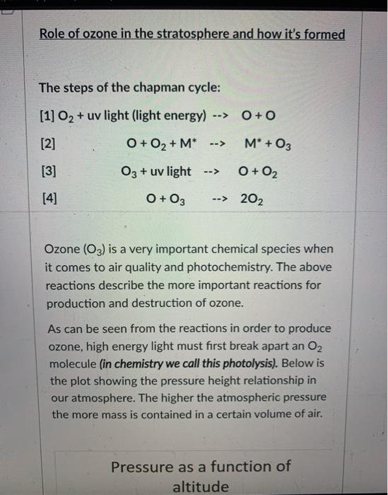 Solved Role of ozone in the stratosphere and how it's formed | Chegg.com