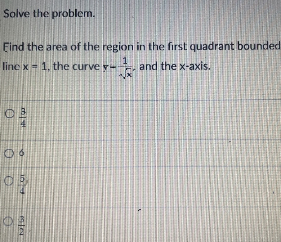 Solved Solve the problem.Find the area of the region in the | Chegg.com