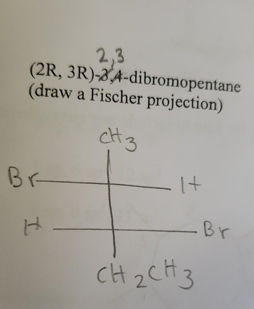 Solved (2R,3R)−2,4-dibromopentane (draw a Fischer | Chegg.com
