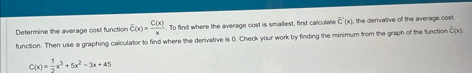 Solved Determine the average cost function | Chegg.com
