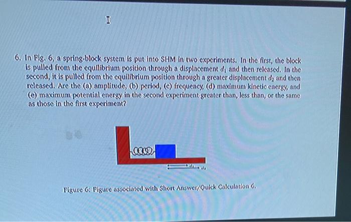 Solved TI 6. In Fig. 6, a spring block system is put into | Chegg.com