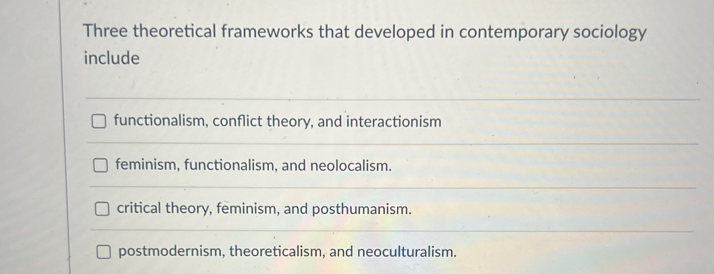 Solved Three theoretical frameworks that developed in | Chegg.com
