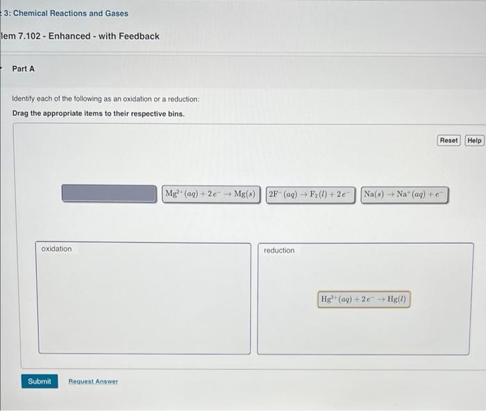 Solved 3: Chemical Reactions and Gases lem 7.102 - Enhanced | Chegg.com