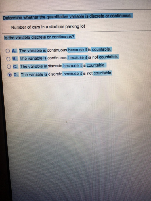 Solved Determine Whether The Quantitative Variable Is 0541