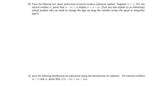 Solved 3. 'Subtraction' formalized. For this problem, m and | Chegg.com
