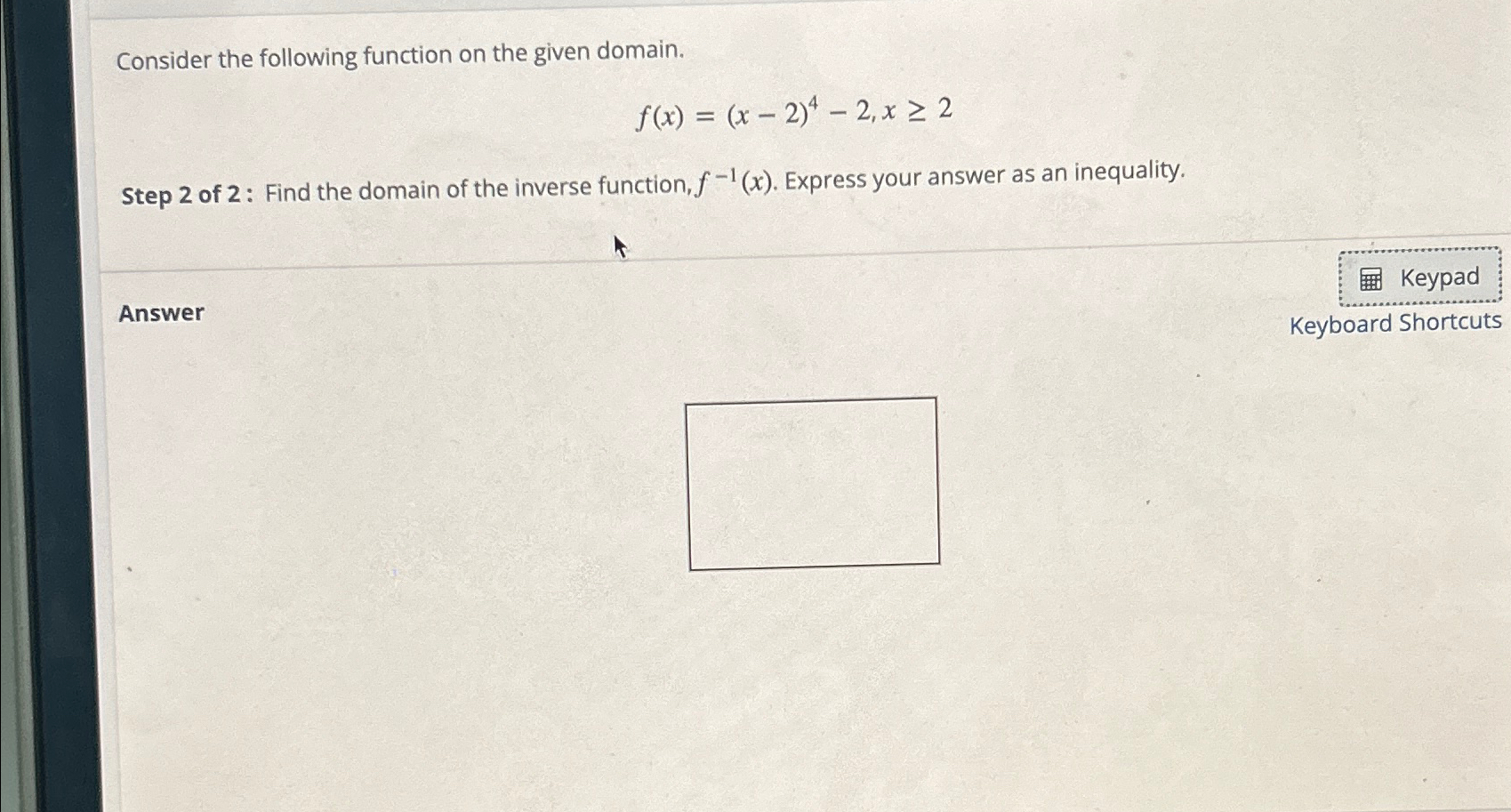 Solved Consider the following function on the given | Chegg.com