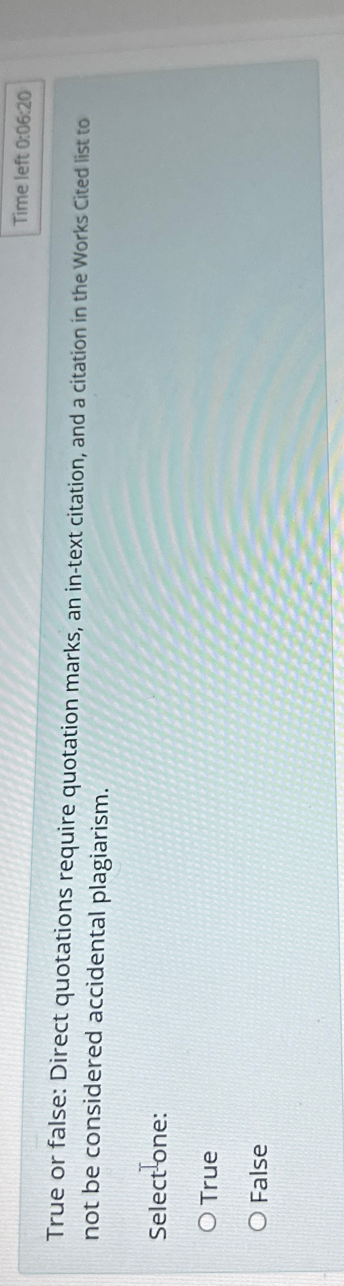 Solved True or false: Direct quotations require quotation | Chegg.com