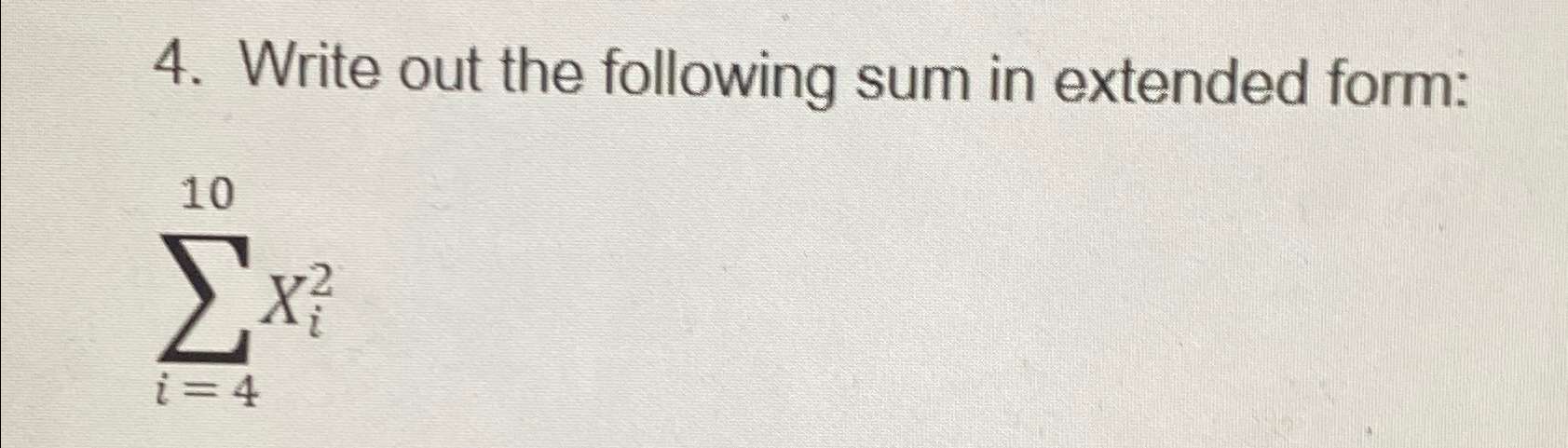 Solved Write out the following sum in extended | Chegg.com