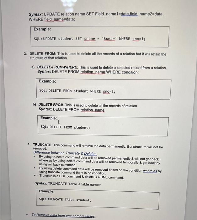 Solved 1. INSERT 2. UPDATE 3. DELETE INSERT INTO: This is | Chegg.com