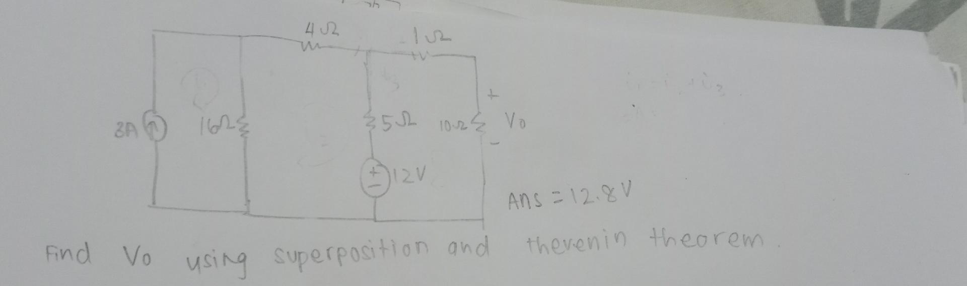 Solved Find V0 ﻿using superposition and thevenin theorem. | Chegg.com