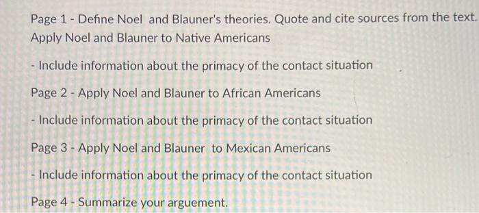 Page 1 - Define Noel and Blauner's theories. Quote | Chegg.com