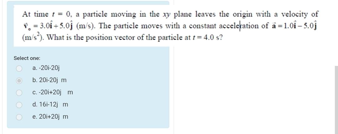 Solved At time t=0, ﻿a particle moving in the xy ﻿plane | Chegg.com