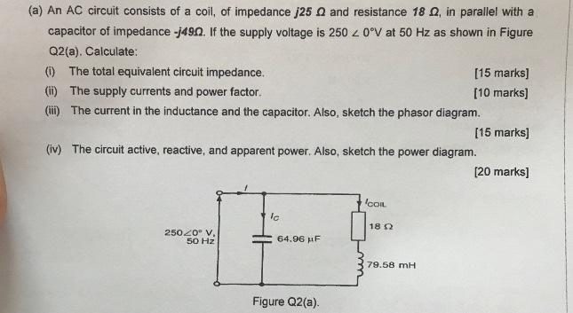 Solved (a) An AC circuit consists of a coil, of impedance | Chegg.com