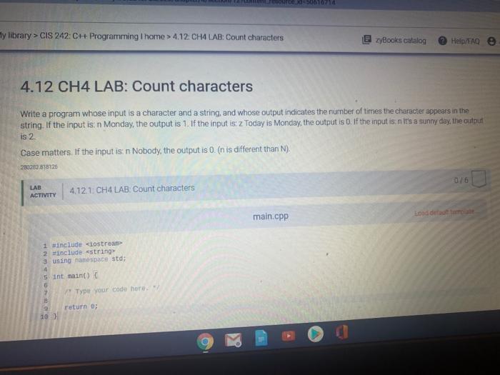 Solved y library > CIS 242: CH Programming home > 4.12: CH4 | Chegg.com Solved y library > CIS 242: CH Programming home > 4.12: CH4 | Chegg.com